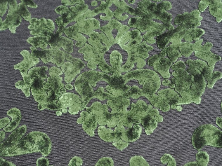 Spectacular Rubelli Cut Velvet Damask in Emerald Green for Upholstery