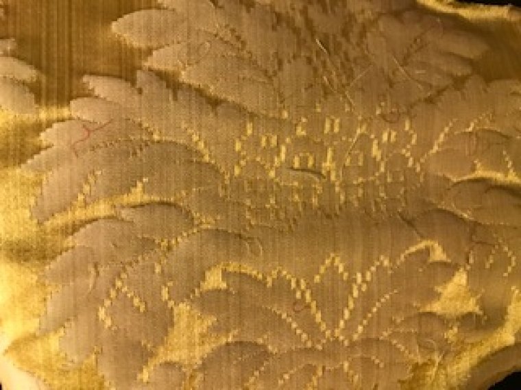 Special Price Yellow / Gold Silk, Cotton + Linen Damask Fabric From France